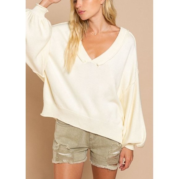 POL | Sweaters | Pol Deep V Relaxed Fit Cotton Sweater New | Poshmark